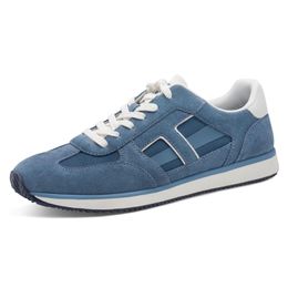 Sneaker Tamaris, Herren, Gr. 45, denim, Lederimitat, Textil, Veloursleder, unifarben mit Farbeinsatz, Schuhe Sneaker, Freizeitschuh, Schn&uuml;rschuh mit Ortholite-Ausstattung, f&uuml;r Herren