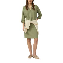 Hemdblusenkleid s.Oliver, Damen, Gr. 36, N-Gr, summer khaki, Web, Obermaterial: 52% Leinen, 48% Viskose, unifarben, bequem kniefrei, V-Ausschnitt, Krempel&auml;rmel, Kleider, luftiger Leinenmix, V-Ausschnitt, bequeme Passform