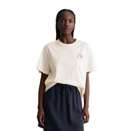 Marc O'Polo T-Shirt MARC O'POLO DENIM, Damen, Gr. L, silky wei&szlig;, Jersey, Obermaterial: 100% Baumwolle, relaxed fit normal, Rundhals, Shirts T-Shirt, relaxed aus Basic Single Jersey