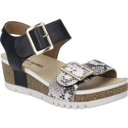 Sandale Josef Seibel "Quinn 02, schwarz-kombi", Damen, Gr. 37, schwarz (schwarz, kombi), Obermaterial: 100% Rindsleder Leather cow., Schuhe Sandale