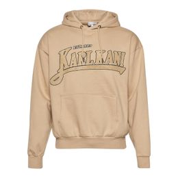 Kapuzensweatshirt Karl Kani "Karl Kani Herren KM234-003-2 KK Trekking OS Pinstripe Hoodie", Herren, Gr. S, sand, wei&szlig;, 80% Baumwolle (Bio), 20% Polyester, Sweatshirts