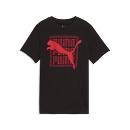 T-Shirt Puma "Graphic Cat T-Shirt Jungen", Jungen, Gr. 176, schwarz, Obermaterial: 100% Baumwolle. Rippe: 20% Polyester, 80% Baumwolle, bedruckt, regular fit, Rundhals, Shirts T-Shirt