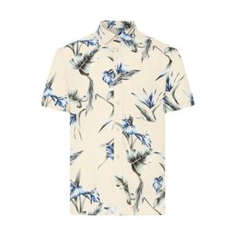Kurzarmhemd Blend "BHAMELO SHIRT PRINT", Herren, Gr. M, N-Gr, beige (oyster gray), Web, Obermaterial: 100% Viskose, bedruckt, gebl&uuml;mt, relaxed fit normal, Hemden