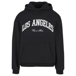 Kapuzensweatshirt "Upscale by Mister Tee L.A. College Fluffy Hoody", Herren, Gr. L, schwarz, 100% Baumwolle, UPSCALE BY MISTER TEE, bedruckt, Sweatshirts
