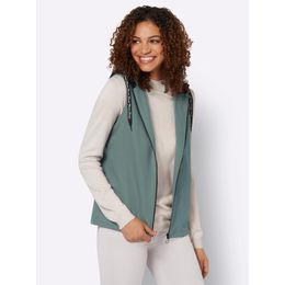 WITT Damen Sweatweste mit Schriftzug-Bindeband, jade, Gr&ouml;&szlig;e 36