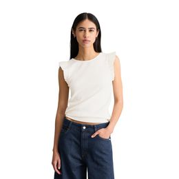 Marc O'Polo T-Shirt MARC O'POLO DENIM "aus Bio-Baumwolle-Mix", Damen, Gr. XL, silky wei&szlig;, Obermaterial: 58% Baumwolle, 38% Polyester, 4% Elasthan, unifarben, regular fit, Rundhals, Shirts T-Shirt