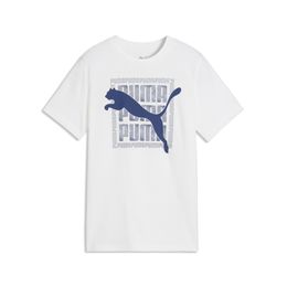 T-Shirt Puma "Graphic Cat T-Shirt Jungen", Jungen, Gr. 164, wei&szlig;, Obermaterial: 100% Baumwolle. Rippe: 20% Polyester, 80% Baumwolle, bedruckt, regular fit, Rundhals, Shirts T-Shirt