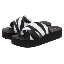 Pantolette French Connection "Sandale, Sommerschuhe, Mule, offener Schuh, Badelatsche, Badeschlappe", Damen, Gr. 36, schwarz (schwarz, wei&szlig;), Obermaterial: 100% Textilmaterial. Decksohle: 100% Synthetik. Futter: 100% Textilmaterial. Laufsohle: 100% Synthetik, Schuhe Pantolette, Badepantolette mit wasserabweisender und leichter Sohle VEGAN