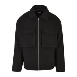 Allwetterjacke Urban Classics "Urban Classics Herren Big Pocket Blouson", Herren, Gr. L, schwarz, 100% Polyester, unifarben, oversize, amerikanischer Ausschnitt, Jacken