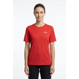 Funktionsshirt Jack Wolfskin "VONNAN S/S T W", Damen, Gr. L (42/44), siren rot, Obermaterial: 100% Polyester, Shirts Funktionsshirt