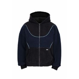 Sweatjacke DROPSIZE "Dropsize WAVY TEDDY ZIP HOODIE", Herren, Gr. XS, anthra, schwarz, 100% Polyester, unifarben, Sweatjacken Sweatjacke