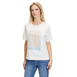 Kurzarmshirt Cartoon "Damen mit Rundhalsausschnitt", Damen, Gr. 34, beige (patch cream, pink), Obermaterial: 100% Baumwolle, loose fit normal, Rundhals, Shirts, Hotfix