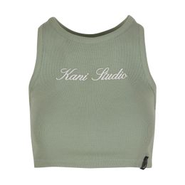 Muskelshirt Karl Kani "Karl Kani Kani Rib Racer Top", Damen, Gr. L, gr&uuml;n, 97% Baumwolle, 3% Elasthan, bedruckt, slim fit, Racerback, Shirts