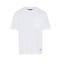 T-Shirt HUGO BLUE "Nestite", Damen, Gr. L, wei&szlig;100, Single Jersey, Obermaterial: 100% Baumwolle, unifarben, normal, Rundhals, abgesteppte Kante, Shirts T-Shirt, mit aufgesetzter Brusttasche, Rundhalsform