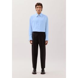 Businesshemd STUDIO SEIDENSTICKER, Herren, Gr. M (39-40), normale &Auml;rmell&auml;ngen, hellblau, 55% Polyester, 45% Viskose, gestreift, regular fit, 2-Knopf-Manschette, Hemden, Regular 1/1 Kentkragen Gestreift
