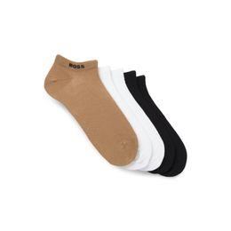 Sneakersocken BOSS "5P AS Uni CC", Herren, Gr. 39-42, beige (beige, wei&szlig;, schwarz), Baumwollmischung, unifarben, elastisch, Socken Sneakersocken, mit BOSS Label
