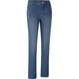 Damen Stretch-Jeans mit ton-in-ton-farbener Stickerei blue-stone-washed, Gr&ouml;&szlig;e 48