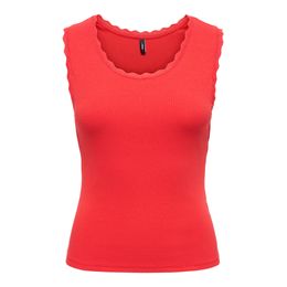 Tanktop Only "ONLLUNI S/L TANK TOP CS JRS", Damen, Gr. L, high risk rot, Jersey, Obermaterial: 57% Baumwolle, 38% Polyester, 5% Elasthan, unifarben, regular fit normal, Rundhals, Tops Tanktop, Baumwollmischung, regular fit, Rundhals