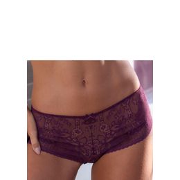 Panty Lascana "Luciana", Damen, Gr. 44/46, lila (aubergine), Spitze, Obermaterial: 88% Polyamid, 12% Elasthan, Unterhosen Panty, aus feiner, dezent transparenter Spitze in blumiger Optik