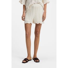 Shorts BOSS Orange "Forde Premium Damenmode", Damen, Gr. M, N-Gr, open wei&szlig; 118, Strick, Obermaterial: 75% Baumwolle, 25% Polyamid, unifarben, regular fit kurz, Hosen Shorts, aus Strick, mit Wellenstruktur