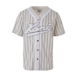 Langarmhemd Karl Kani "Karl Kani Herren", Herren, Gr. S, US-Gr&ouml;&szlig;en, beige (sanftes wei&szlig;, schwarz), 100% Polyester (Recycelt), normal, Hemden
