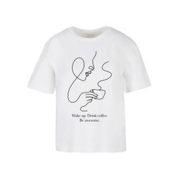 T-Shirt MISS TEE "Miss Tee Drink Coffee Be Awesome Tee", Damen, Gr. M, wei&szlig;, 100% Baumwolle, bedruckt, oversize, Rundhals, Shirts T-Shirt