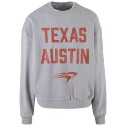 Rundhalspullover "Upscale by Mister Tee Texas Longhorns Austin Oversize Crewneck", Herren, Gr. L, erdgrau, 65% Baumwolle, 35% Polyester, UPSCALE BY MISTER TEE, mehrfarbig, oversize, Rundhals, Pullover Rundhalspullover