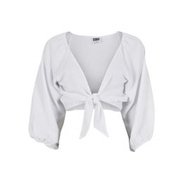 Klassische Bluse Urban Classics "Urban Classics Ladies Structured Knotted Blouse", Damen, Gr. S, wei&szlig;, 100% Polyester, Blusen