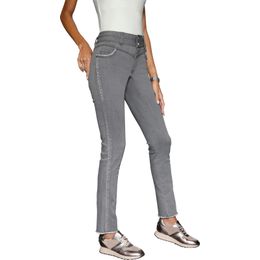 CR&Eacute;ATION L Damen 5-Pocket-Jeans mit Glitzersteinchen light grey-denim Gr&ouml;&szlig;e 40