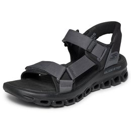 Trekkingsandale Skechers "GLIDE STEP SANDAL - DOVAH", Herren, Gr. 46, schwarz, Lederimitat, Textil, Schuhe, Outdoorsandale, Klettschuh, Sommerschuh mit Memory Foam