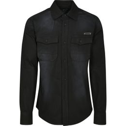 Langarmhemd Brandit "Brandit Herren Hardee Denim Shirt", Herren, Gr. M, US-Gr&ouml;&szlig;en, schwarz, 100% Baumwolle, unifarben, normal, Hemden