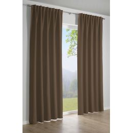 Gardine SEHLBACH "Schal Dimout Uni" Gr. 2, braun, B:140cm H:245cm, Polyester, Gardinen, Gardine, mit Gardinenband und verdeckten Schlaufen