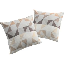 Dekokissen WIRTH "Berlare" Gr. 3, braun (braun, kreise), B:40cm L:60cm, Baumwolle, Polyester, Dekokissen_Sitzkissen_Kissenh&uuml;llen, Kissenh&uuml;lle ohne F&uuml;llung, 2 St&uuml;ck