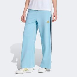 Sporthose adidas Sportswear "HOUSE OF TIRO, WEITES BEIN", Damen, Gr. L, N-Gr, icey blau, hazy beige, night navy, normal, gr., Obermaterial: 53% Baumwolle, 47% Polyester, Hosen Sporthose, sportlicher Stil, f&uuml;r Training und Freizeit, mit Kordelverschluss
