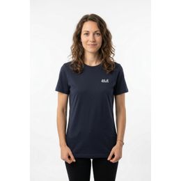 T-Shirt Jack Wolfskin "ESSENTIAL T W", Damen, Gr. S (36), schwarz navy, Obermaterial: 100% Baumwolle, normal, Rundhals, Shirts T-Shirt