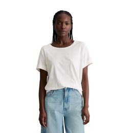 Marc O'Polo T-Shirt MARC O'POLO DENIM, Damen, Gr. S, silky wei&szlig;, Jersey, Obermaterial: 100% Baumwolle, relaxed fit normal, Rundhals, Umschlagbund, Shirts T-Shirt, relaxed aus Organic Cotton