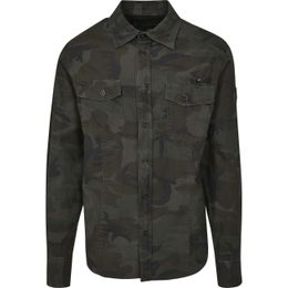 Langarmhemd Brandit "Brandit Herren Slim Worker Shirt", Herren, Gr. 3XL, US-Gr&ouml;&szlig;en, olivecamo, 100% Baumwolle, unifarben, normal, Hemden