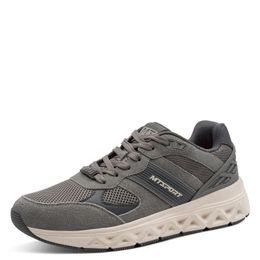 Sneaker Marco Tozzi, Herren, Gr. 43, grau, Leder, Synthetik, Textil, unifarben mit Farbeinsatz, Schuhe Sneaker, Freizeitschuh, Halbschuh, Schn&uuml;rschuh mit MT-Logo