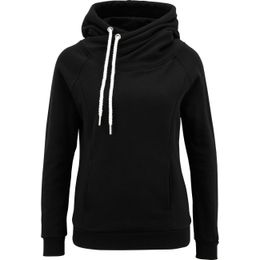 Rundhalspullover Urban Classics "Urban Classics Damen Ladies Raglan High Neck Hoody", Damen, Gr. XS, schwarz, 63% Baumwolle, 37% Polyester, unifarben, normal, ohne Ausschnitt, Pullover Rundhalspullover