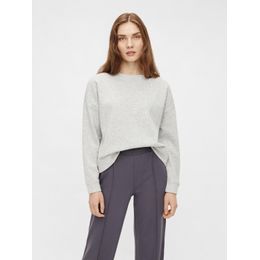 Sweatshirt Pieces "PCCHILLI LS SWEAT NOOS BC", Damen, Gr. L, grau (light grau melange), Sweatware, Obermaterial: 50% Baumwolle, 50% Polyester, meliert, l&auml;ssig geschnitten normal, Rundhals, Sweatshirts Sweatshirt