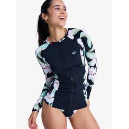 Langarmshirt Roxy "LS ZIP LYCRA", Damen, Gr. XL (42), anthrazit spring charming, Obermaterial: 85% Polyester, 15% Elasthan, normal, Rundhals, Shirts Langarmshirt, sportlicher Stil, f&uuml;r sportliche Aktivit&auml;ten, mit Rei&szlig;verschluss