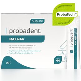 nupure Probadent MAX N44 2-in-1 Oral-Stick f&uuml;r sofortige Frische und t&auml;gliche Zahnpflege, mit veganem Vitamin D, 28 sachets per box