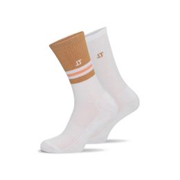 Socken Tamaris "Socken 2er Pack", Damen, Gr. 35-38, wei&szlig;, coffee, 73% Baumwolle, 24% Polyamid, 3% Elasthan, gestreift, Socken Socken, 2er Pack weiche Baumwolle und verst&auml;rkte Ferse und Spitze
