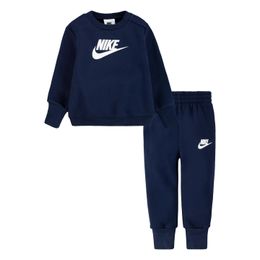 Jogginganzug Nike Sportswear "NKN SUSTAINABLE CREW SET", M&auml;dchen, Gr. 80 (12), blau (midnight navy), Sweatware, Obermaterial: 100% Polyester, Sportanz&uuml;ge Jogginganzug, zweiteiliges Set, f&uuml;r Babys, mit flexibler Passform