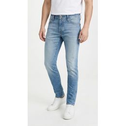 Jack & Jones Slim-fit-Jeans JACK & JONES "JJIGLENN JJICON JJ 619 50SPS NOOS", Herren, Gr. 33, L&auml;nge 34, blau denim, Denim/Jeans, Obermaterial: 95% Baumwolle, 4% Elastomultiester, 1% Elasthan, unifarben, slim fit lang, Jeans Slim-fit-Jeans, Baumwollmischung, slim fit