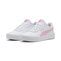 Sneaker Puma "Carina 3.0 Sneakers Damen", Damen, Gr. 35,5, wei&szlig; pink shimmer, Obermaterial: Textil, Kuhleder, Synthetik, Leder. Futter: Textil. Innensohle: Textil. Laufsohle: Gummi, Schuhe Sneaker