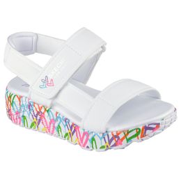 Sandale Skechers "UNO LITE SANDAL-SUNNY LOVE", M&auml;dchen, Gr. 29, wei&szlig;, multi, Lederimitat, kontrastfarbene Details, Schuhe Sandale, Sommerschuh, Klettschuh mit Plateau, Gr&ouml;&szlig;enschablone zum Download