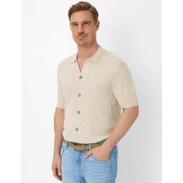 Rundhalspullover Brax "Style JIMMY", Herren, Gr. L (52), beige, Strick, 41% Baumwolle, 31% Leinen, 28% Lyocell, Pullover Rundhalspullover