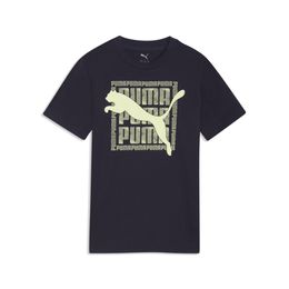 T-Shirt Puma "Graphic Cat T-Shirt Jungen", Jungen, Gr. 128, new navy blau, Obermaterial: 100% Baumwolle. Rippe: 20% Polyester, 80% Baumwolle, bedruckt, regular fit, Rundhals, Shirts T-Shirt
