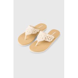 O`Neill Zehentrenner O'NEILL "DITSY CROCHET SANDALS", Damen, Gr. 36, snow wei&szlig;, Synthetik, Schuhe Zehentrenner, Sommerschuh, Sandale, Schlappen, mit Gummilaufsohle